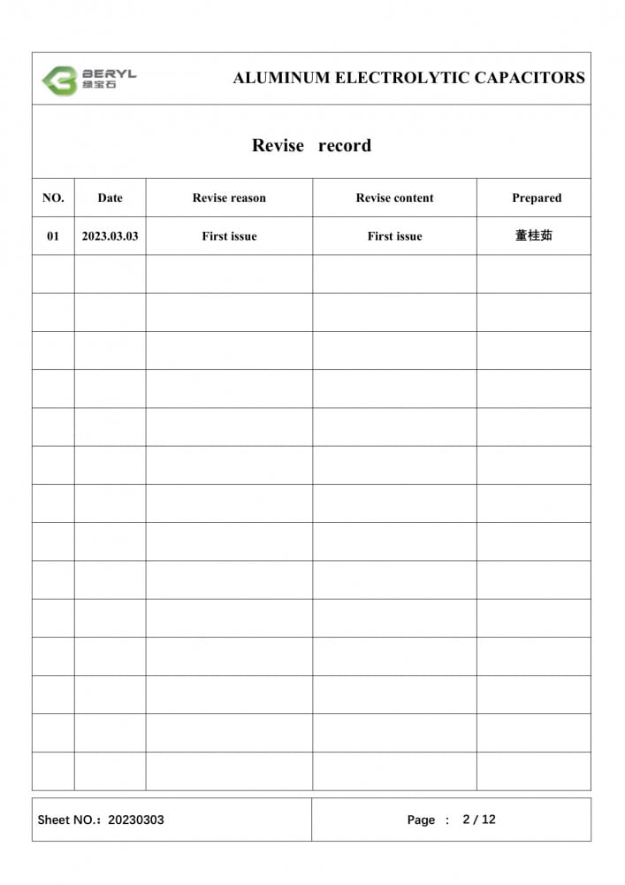BERYL RG specification sheet page 2