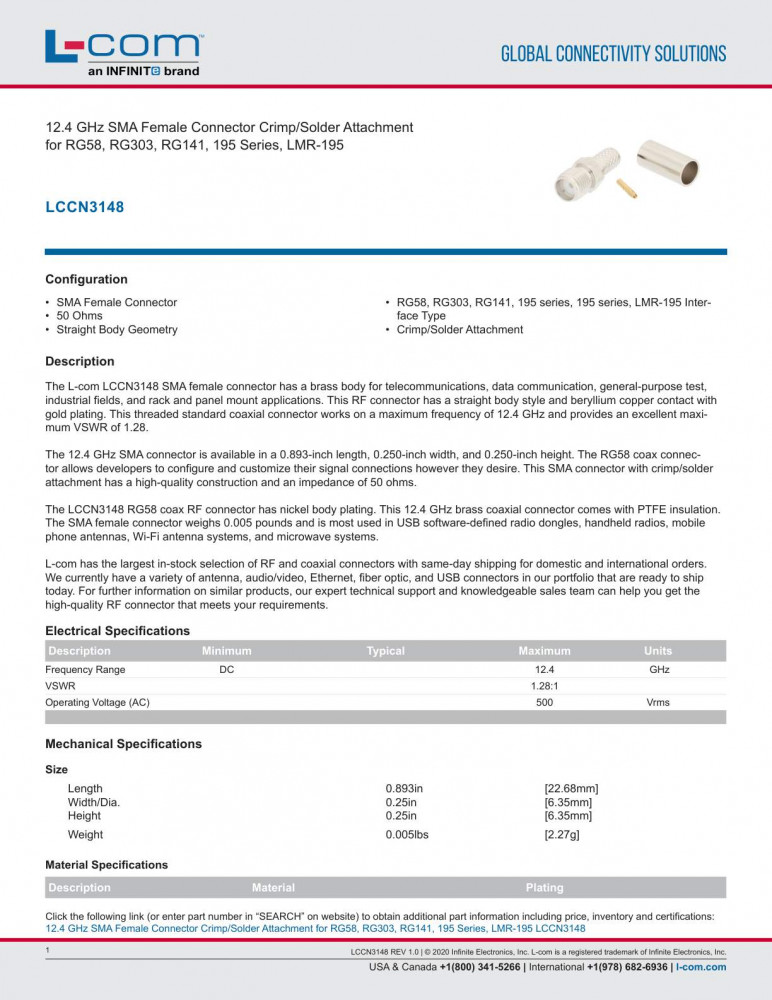 LCCN3148 product documentation page 1
