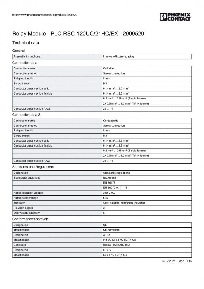 Phoenix Contact 2909520 datasheet page 3