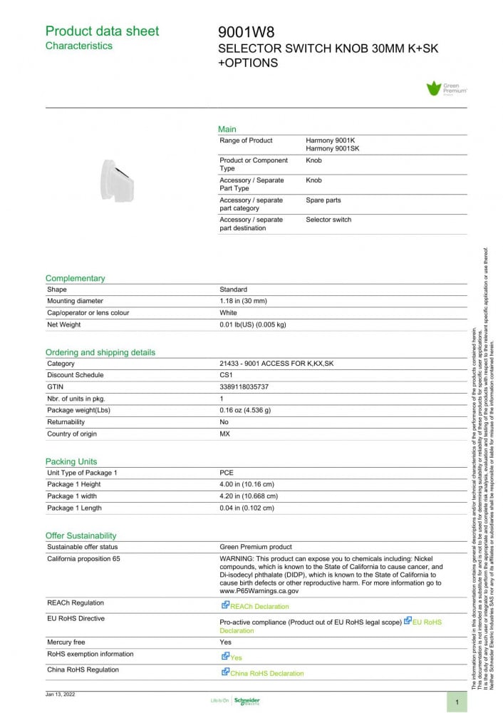 9001W8 technical document page 1