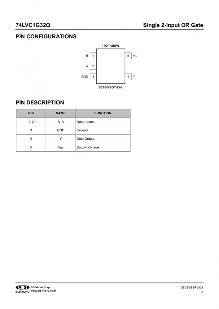 74LVC1G32Q datasheet page 3