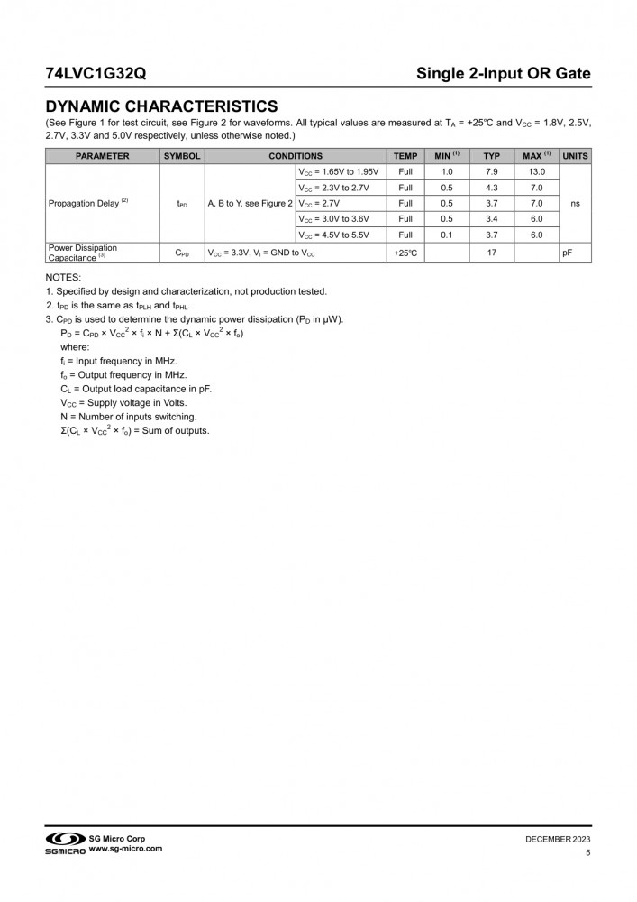 74LVC1G32Q datasheet page 5