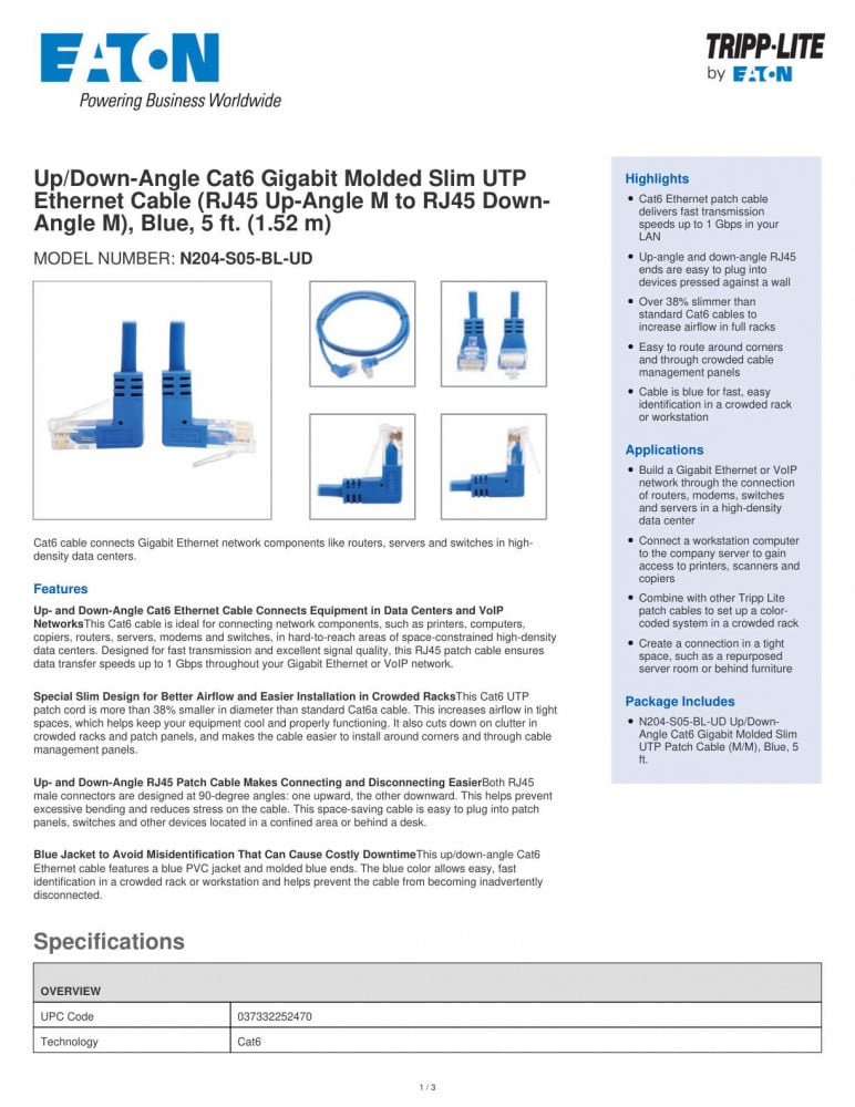 N204-S05-BL-UD technical document page 1