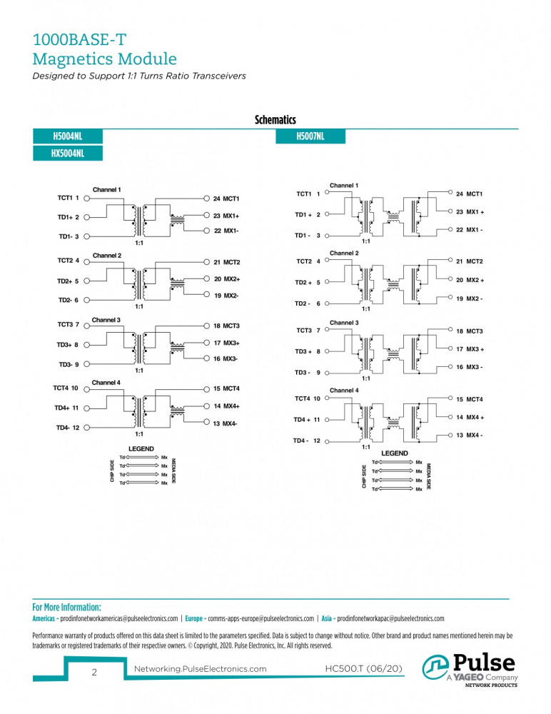 PULSE H5004NLT technical document page 2