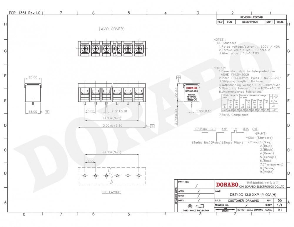 DORABO DBT40C-13.0-4P-BK-P technical document
