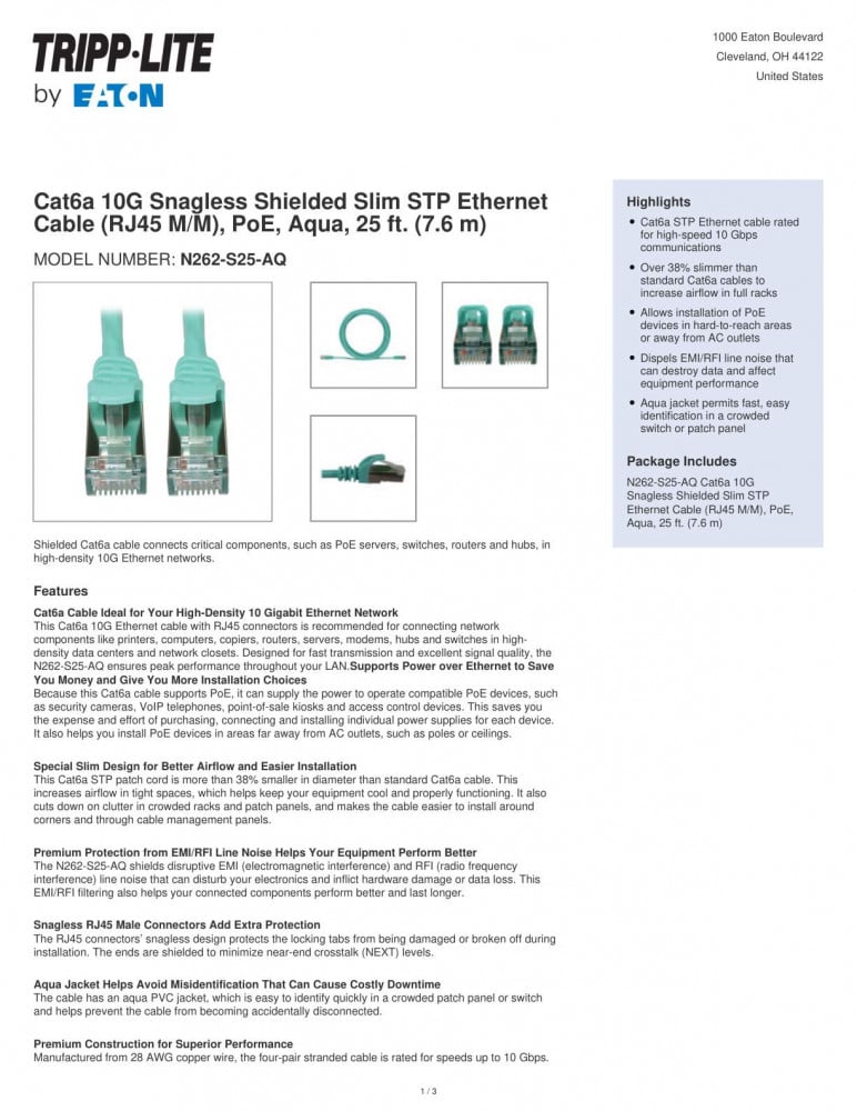 N262-S25-AQ technical document page 1