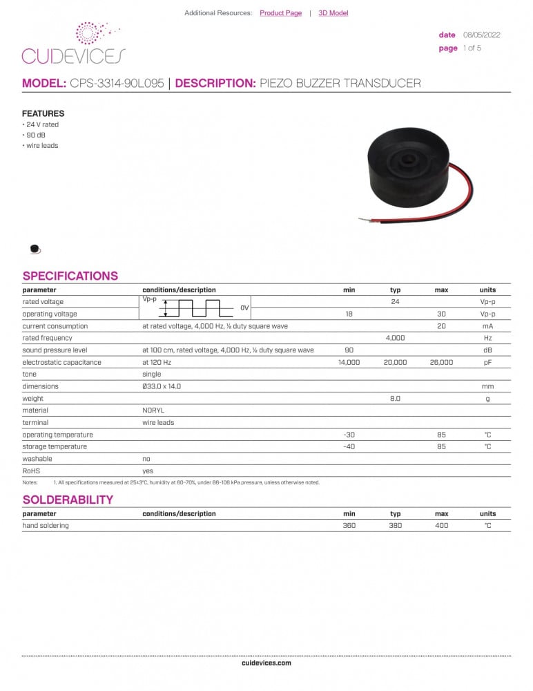 CPS-3314-90L095 datasheet page 1