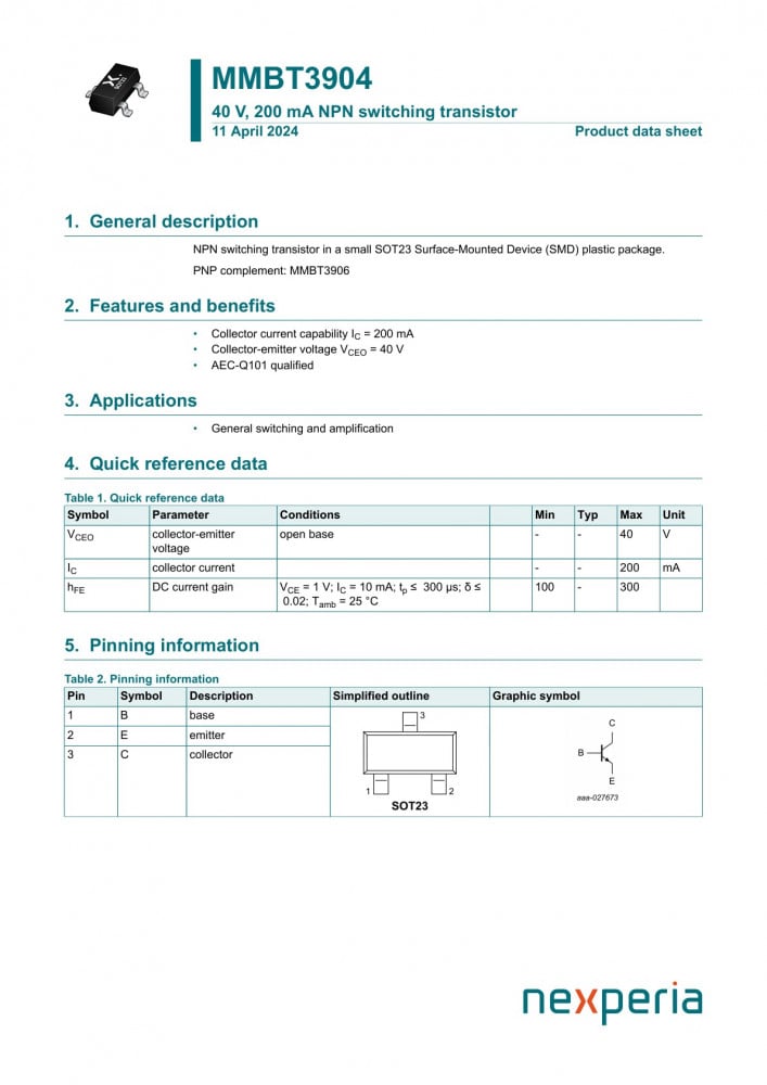 MMBT3904,215 datasheet page 1