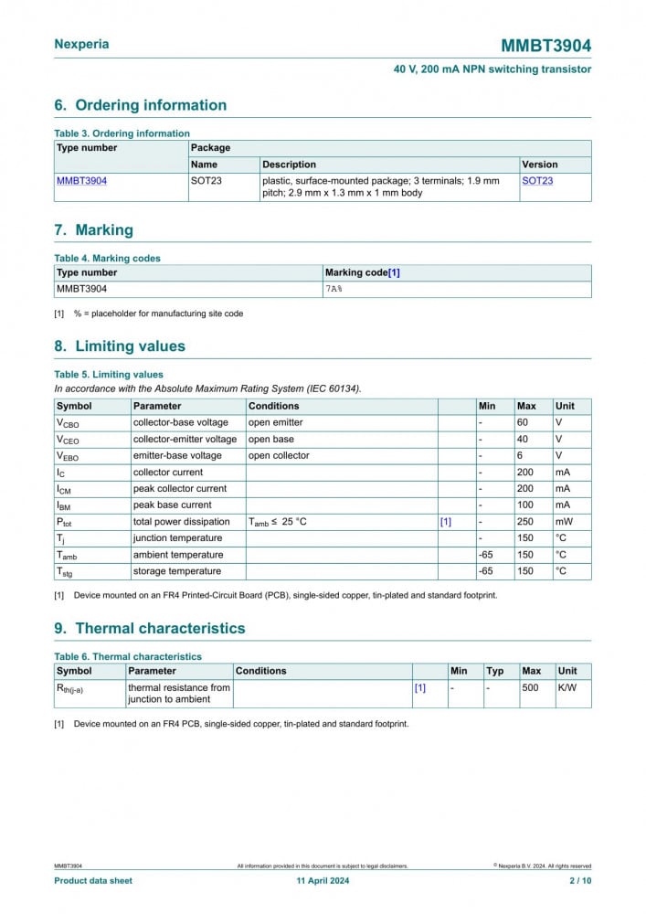 MMBT3904,215 datasheet page 2