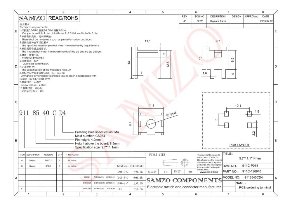 SAMZO 9118540CD4 technical drawing