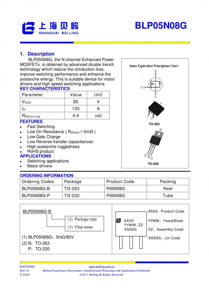 BLP05N08G-P datasheet page 1