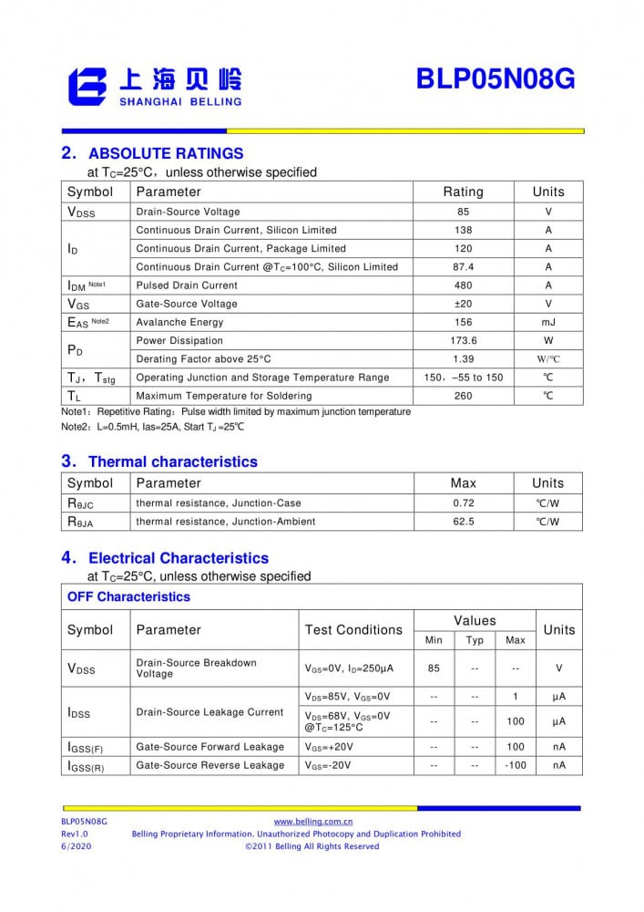 BLP05N08G-P datasheet page 2
