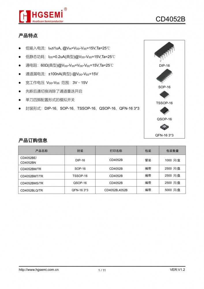CD4052BM/TR datasheet page 1