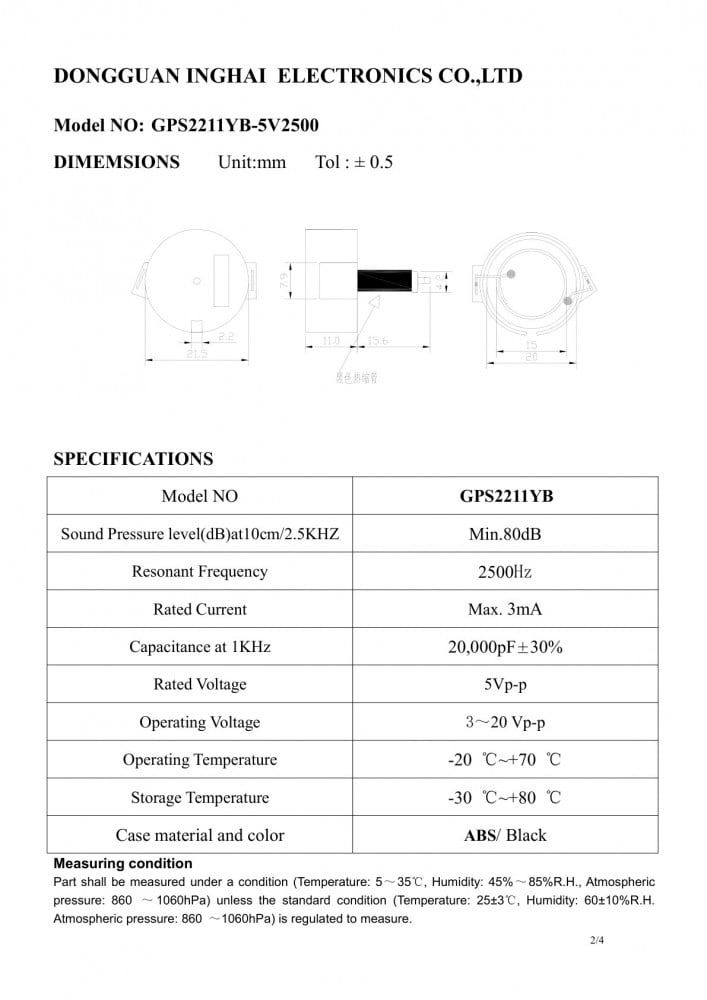 GPS2211YB-5V2500 specification page 2