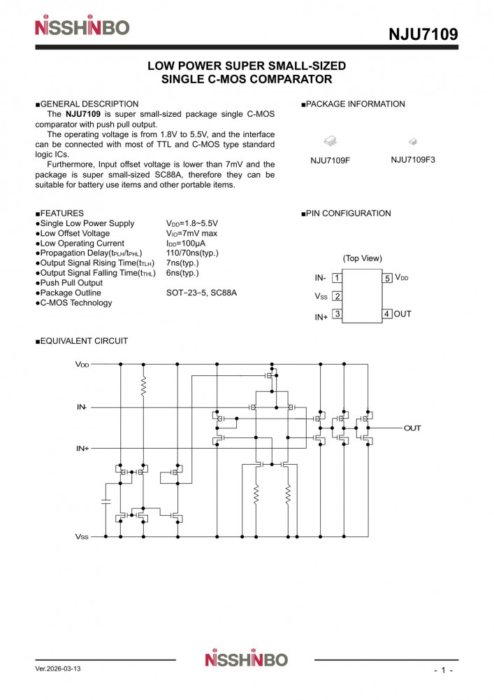 NJU7109 datasheet page 1