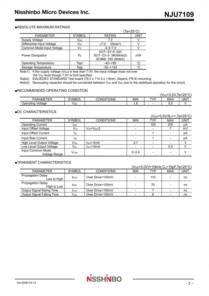 NJU7109 datasheet page 2