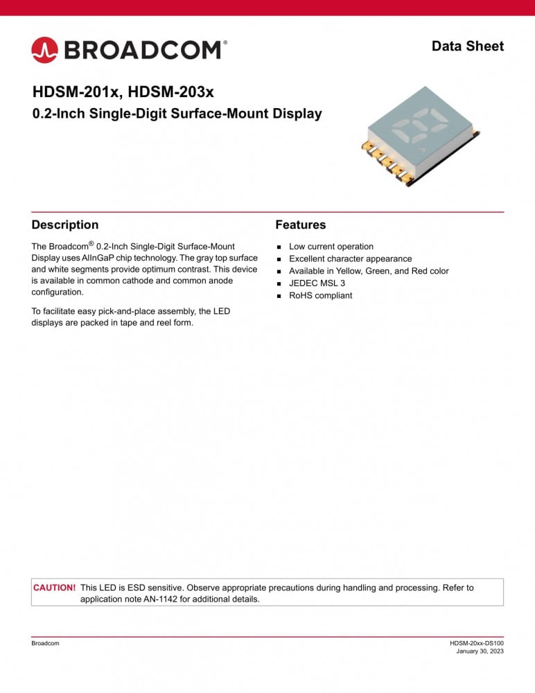 HDSM-203F datasheet page 1