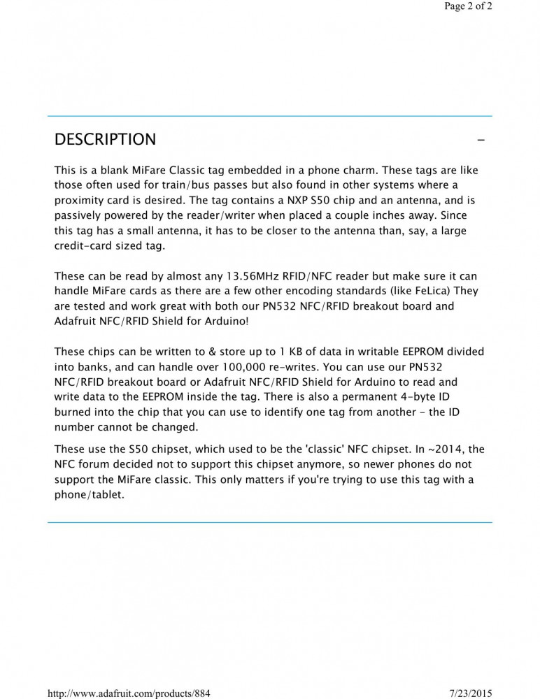 Adafruit product documentation page 2