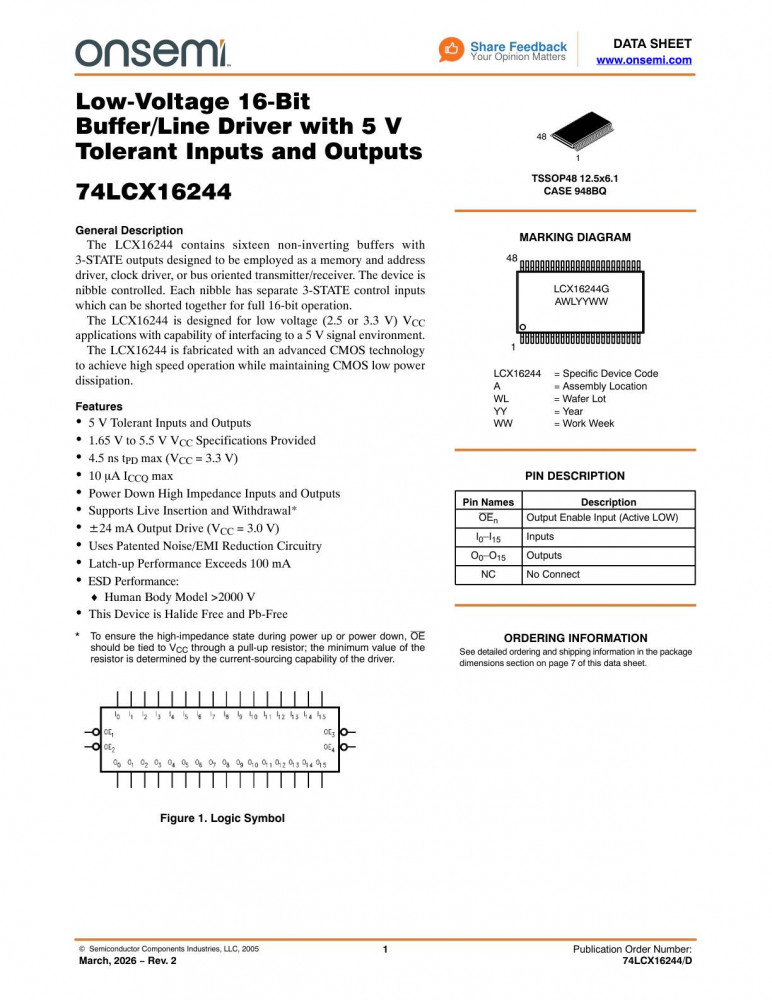 74LCX16244 datasheet page 1