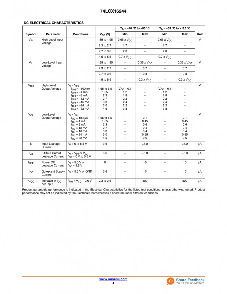 74LCX16244 datasheet page 4