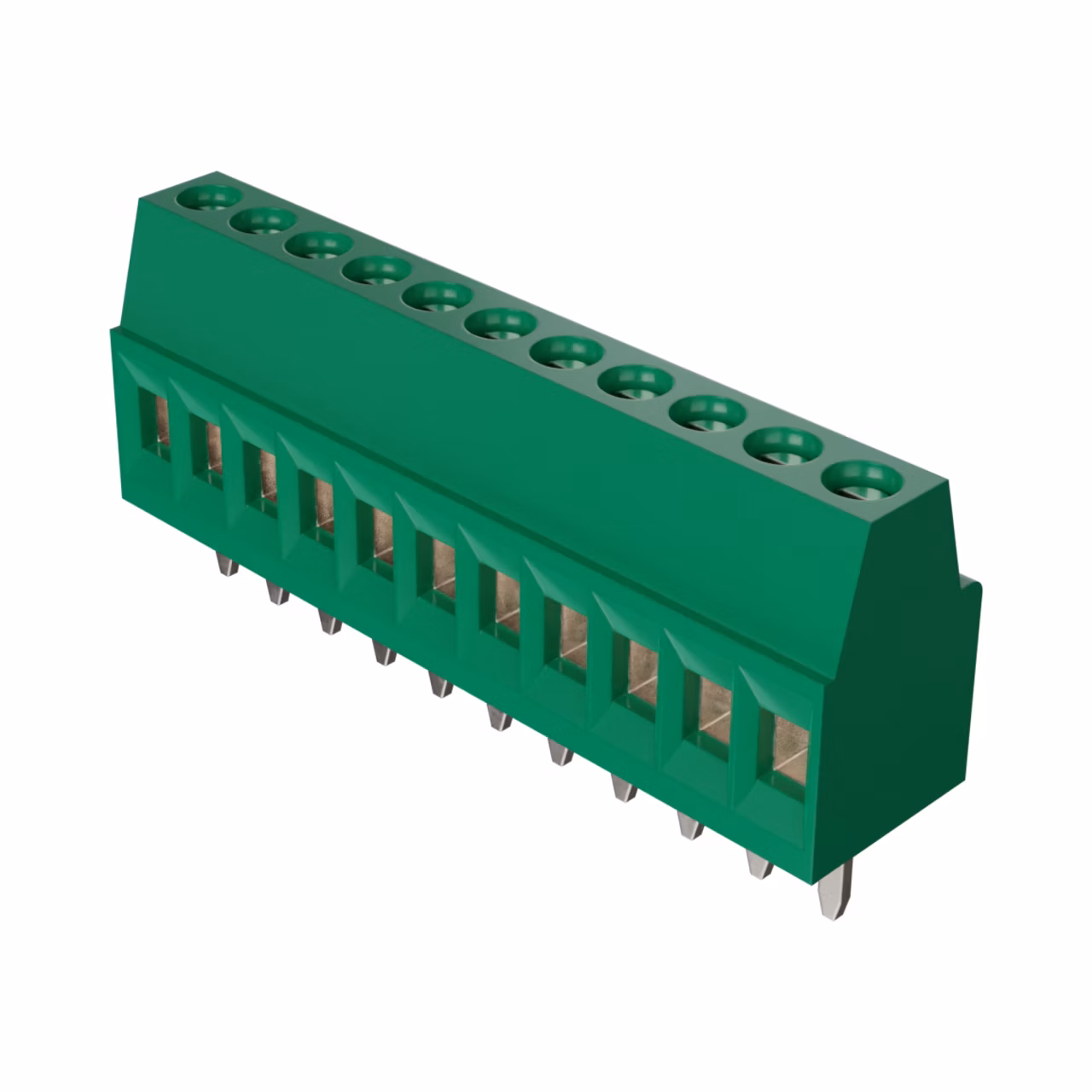2.54mm Pitch Beau Eurostyle Fixed Mount PCB Terminal Block, Green, 11 Circuits for sale