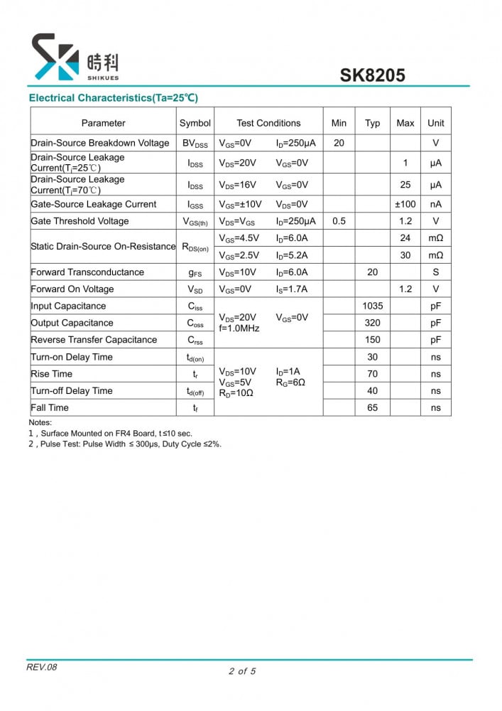 SK8205 datasheet page 2