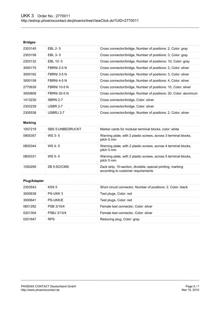 Phoenix Contact 2770011 catalog page 5