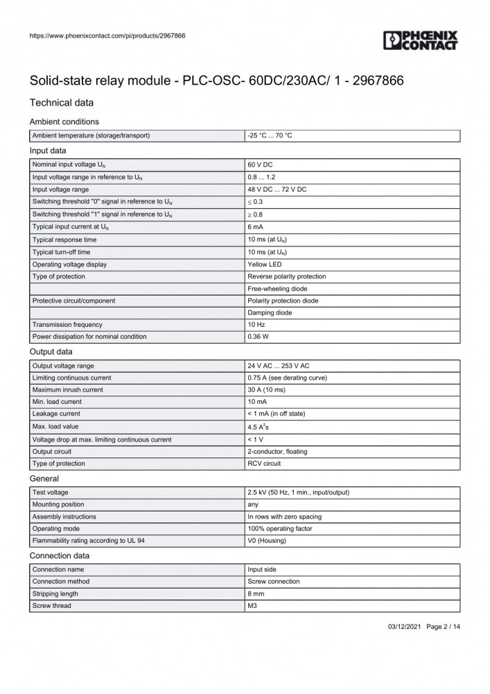 Phoenix Contact 2967866 technical document page 2