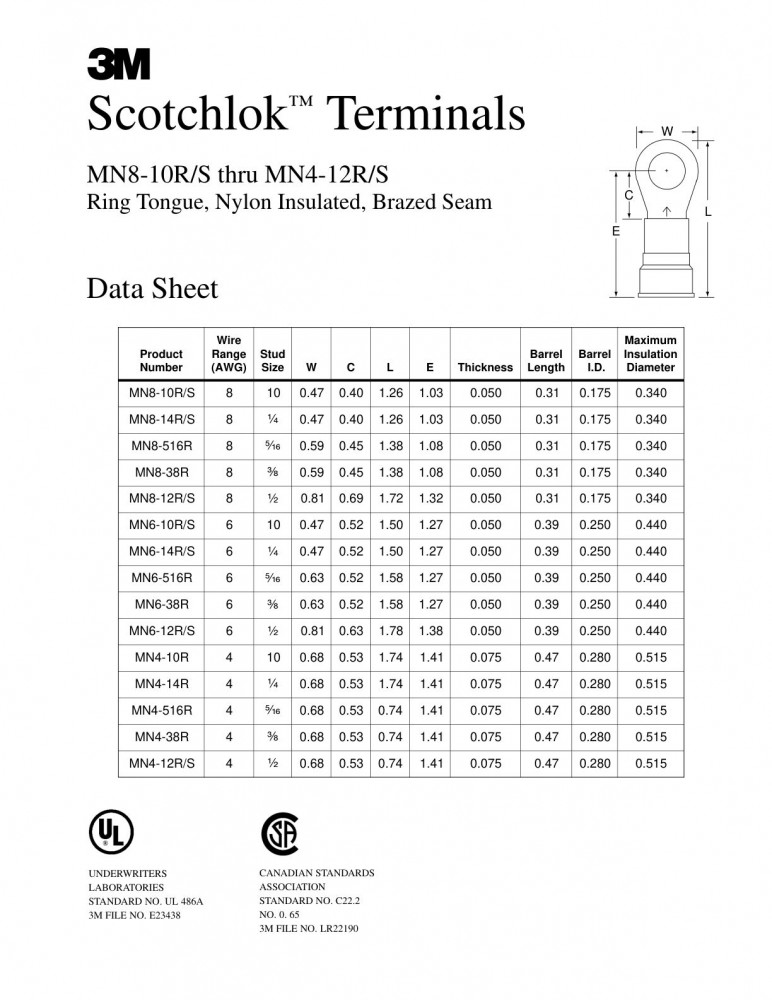3M Scotchlok MN8-10R/SK technical data sheet page 1