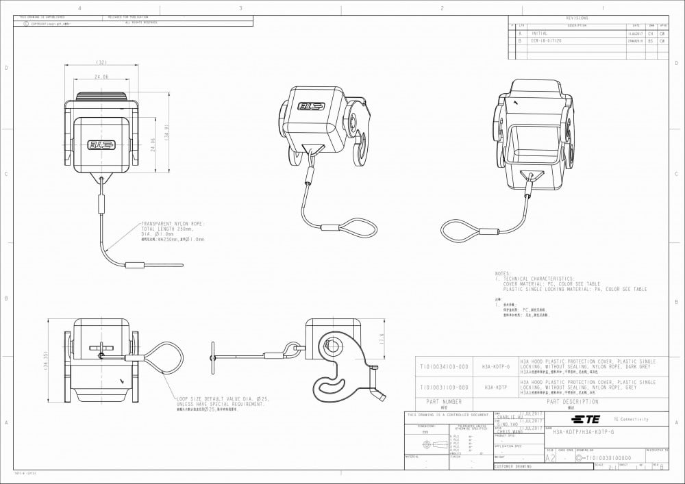 T1010031100-000 TE Connectivity controlled drawing preview