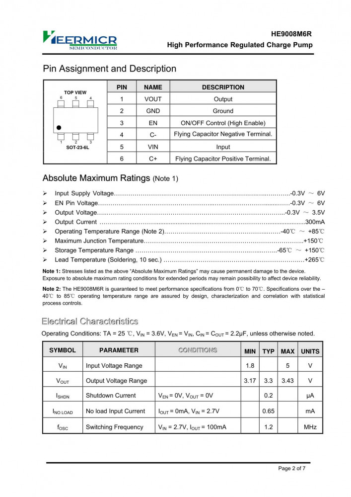 HE9008M6R datasheet page 2