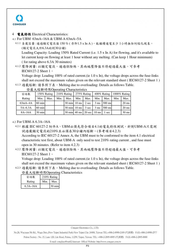 CONQUER UBM specification page 4