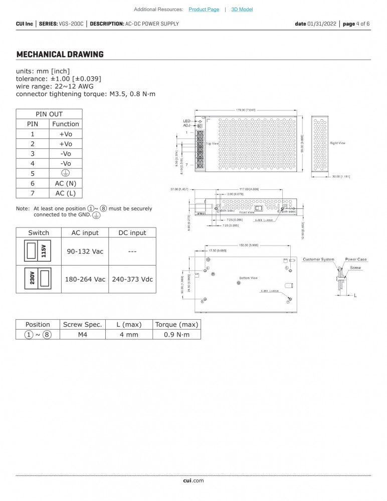 VGS-200C datasheet page 4