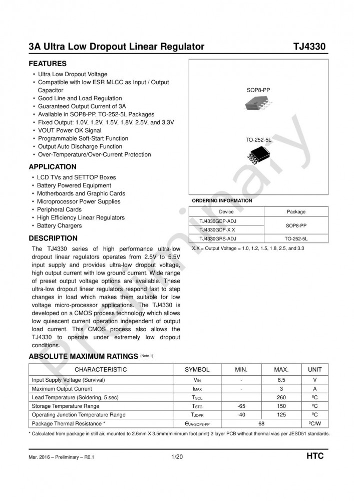 TJ4330 series datasheet page 1