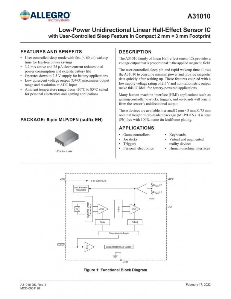 A31010 datasheet page 1