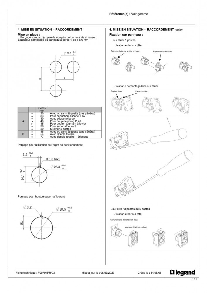 Legrand control and signalling heads technical document, page 5