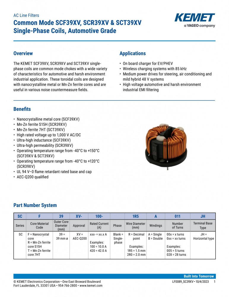 KEMET SCT39XV datasheet page 1