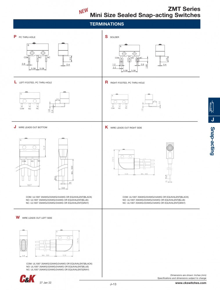 C&K ZMT series datasheet page 4
