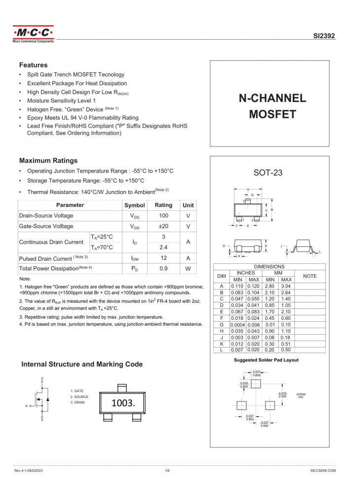 SI2392-TP datasheet page 1