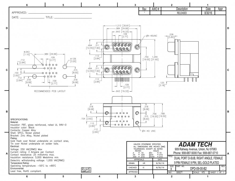 ADAM TECH DPD-09-00-B2 technical document preview