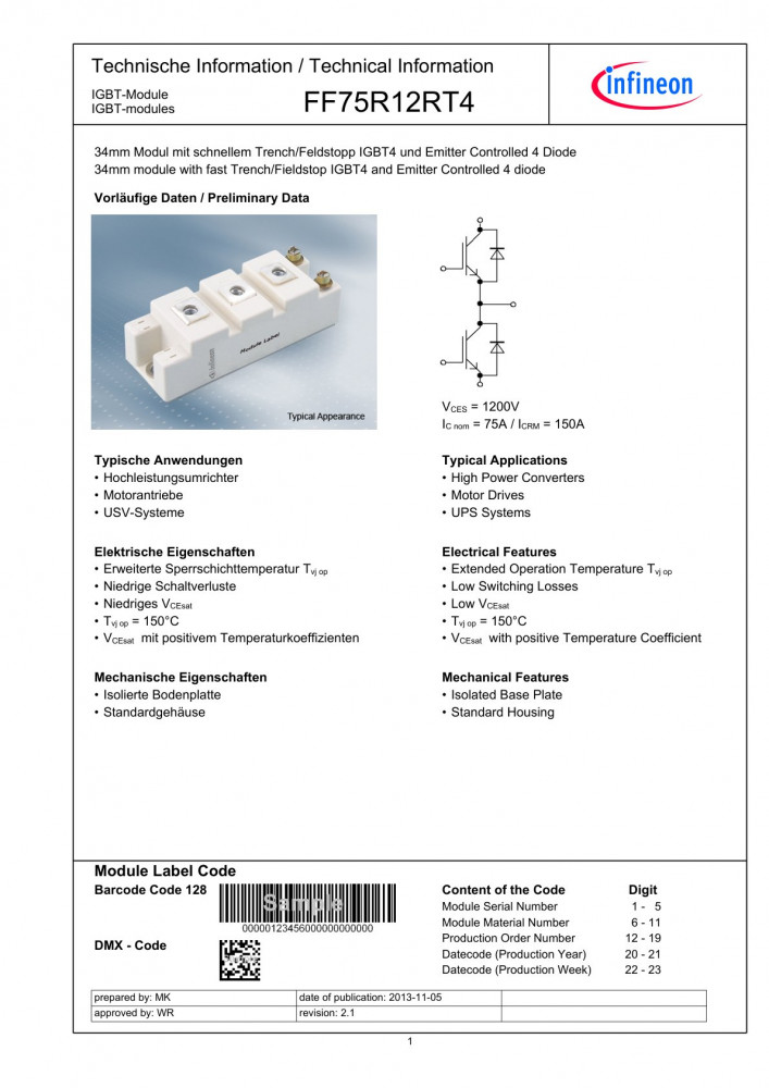 FF75R12RT4 technical document page 1