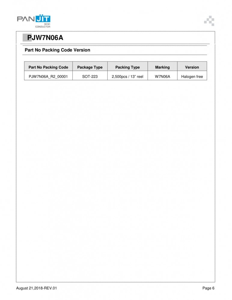 PJW7N06A datasheet page 6