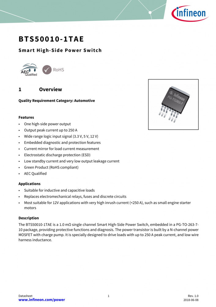 BTS50010-1TAE datasheet page 1