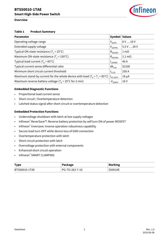 BTS50010-1TAE datasheet page 2