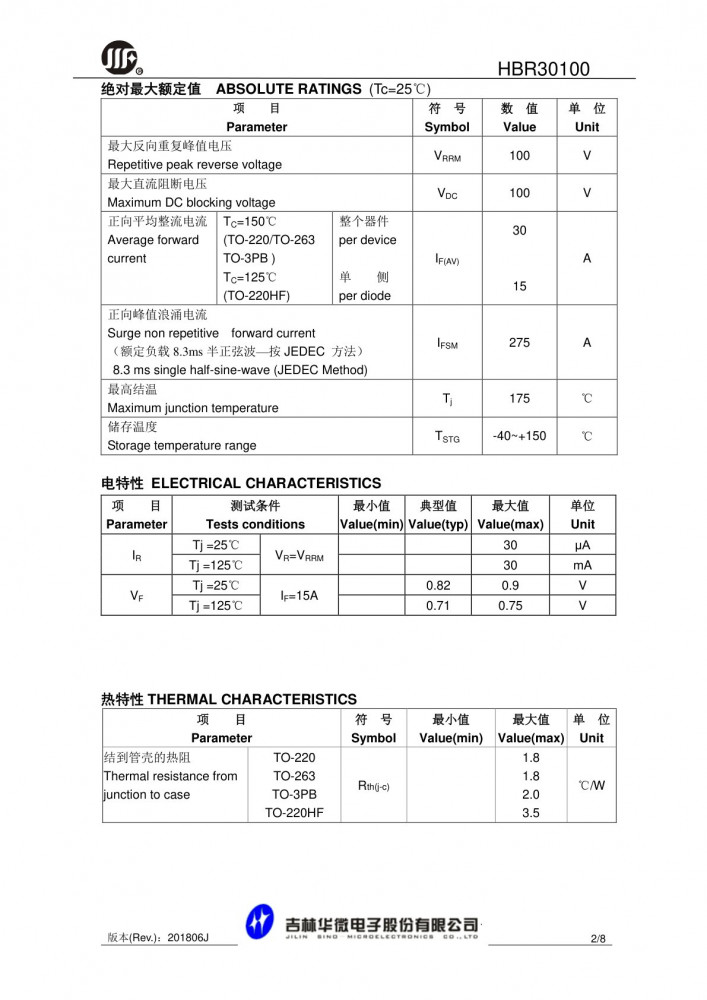 HBR30100 datasheet page 2
