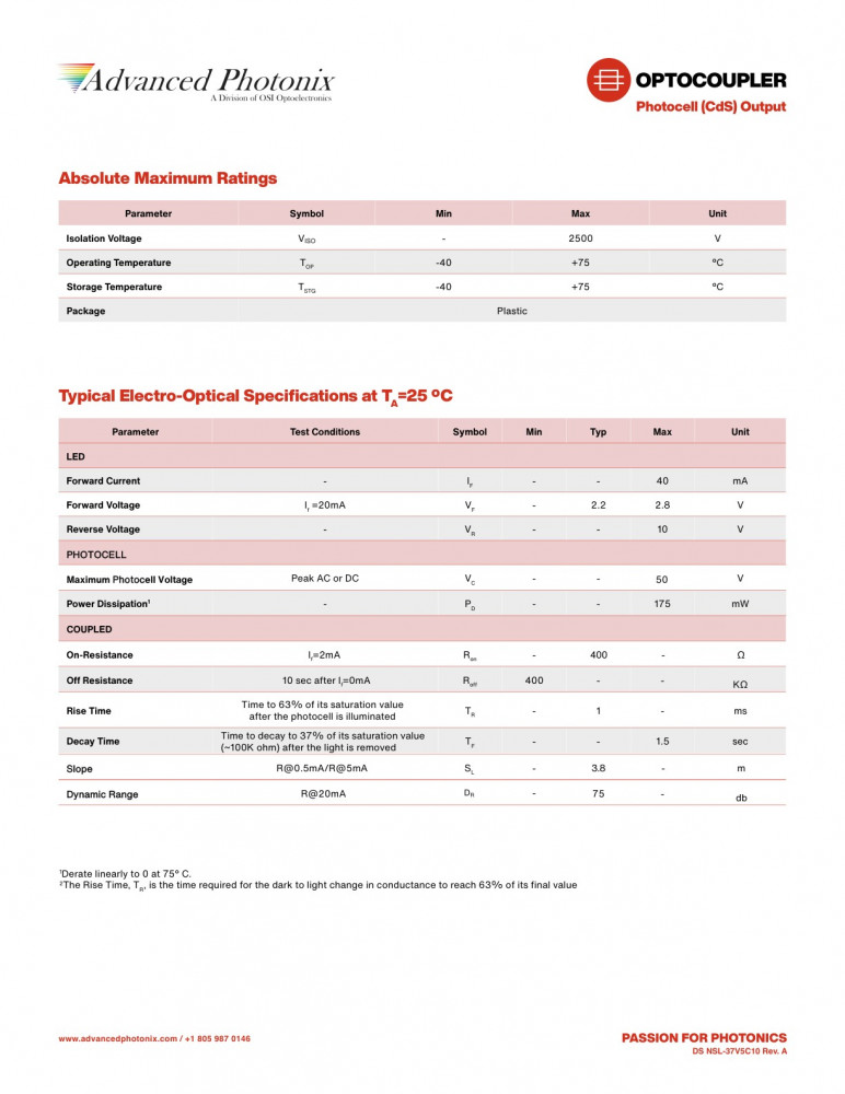 NSL-37V5C10 datasheet page 2