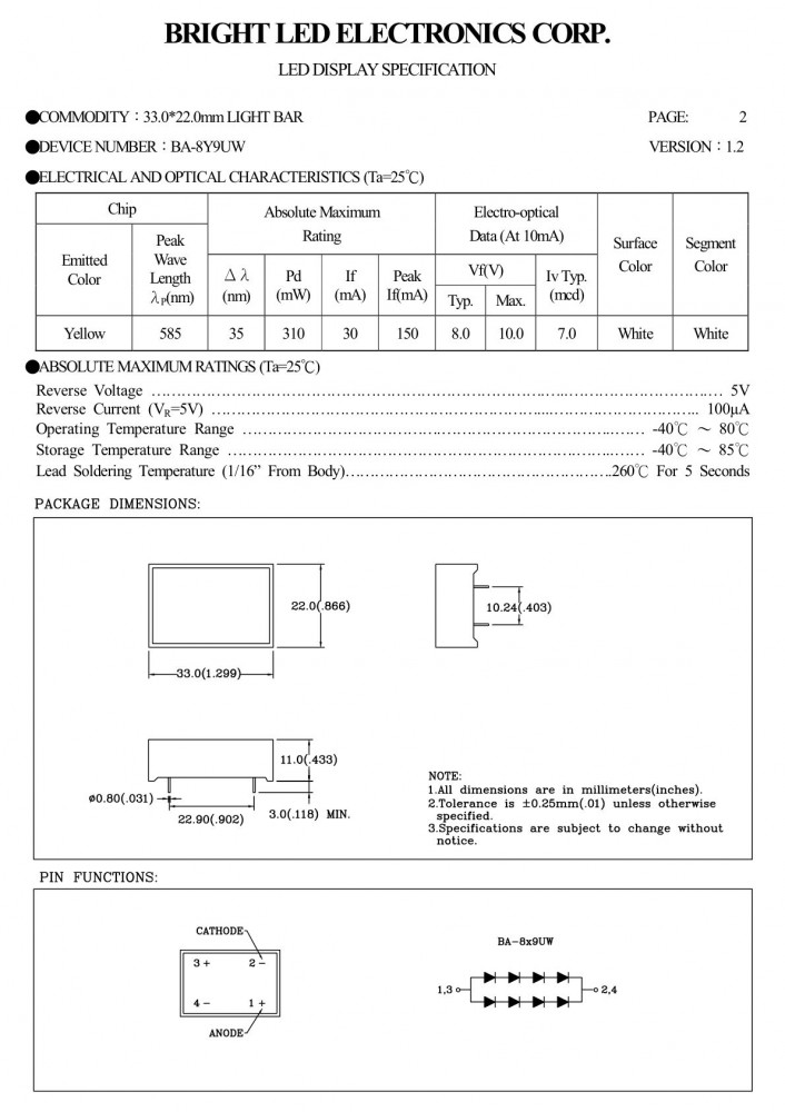 BA-8Y9UW datasheet page 1
