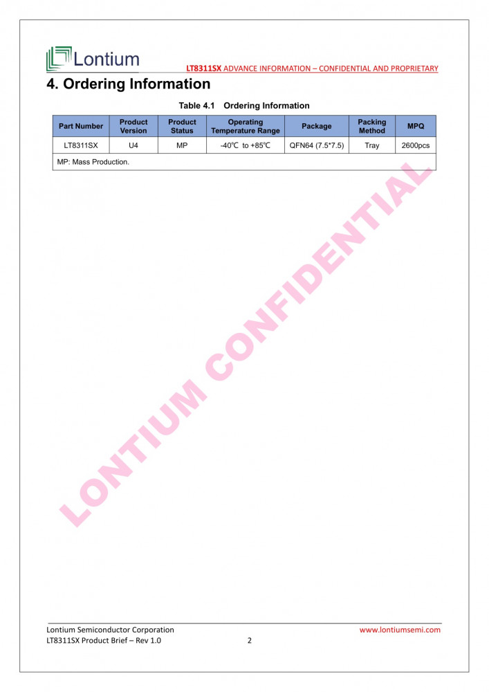 LT8311SX product document page 2