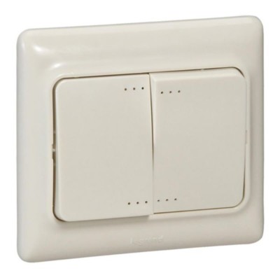 Kaptika - Double one-way switch with indicator -green LED 1 mA -10 AX-250 V~ -Ivory for sale