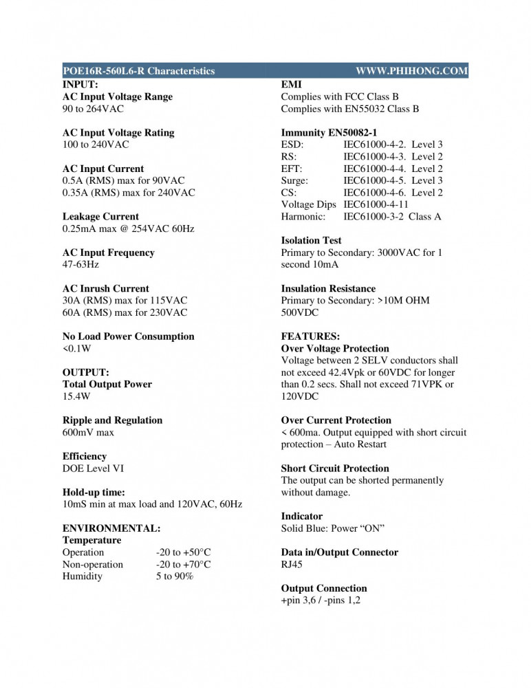 POE16R-560L6 technical document page 2